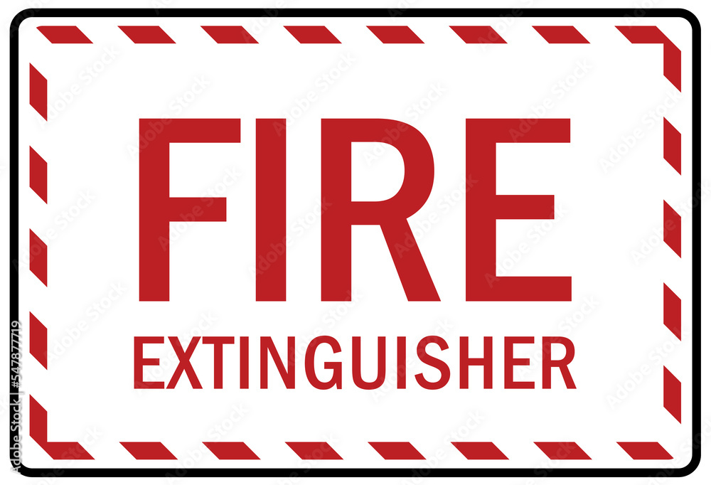 Fire emergency fire extinguisher sign and label Stock Vector | Adobe Stock