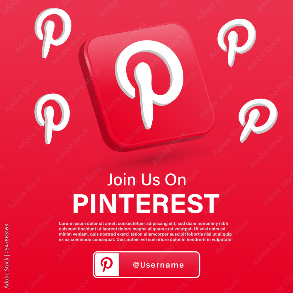 follow us on pinterest gradient background with 3d logos . social media ...