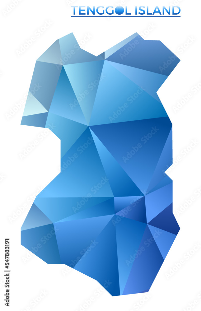 Vector polygonal Tenggol Island map. Vibrant geometric island in low ...