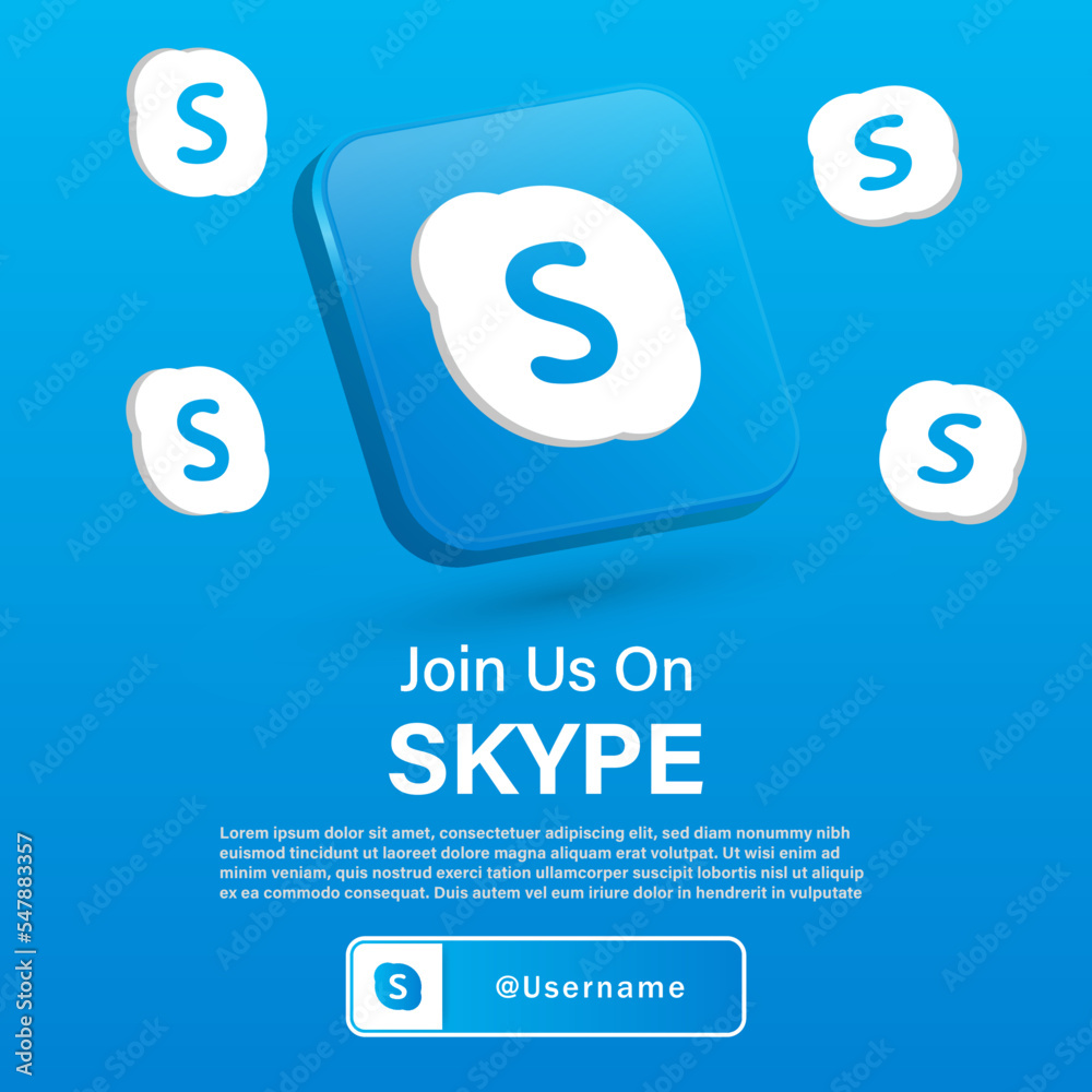 follow us on skype gradient background with 3d logos . social media ...