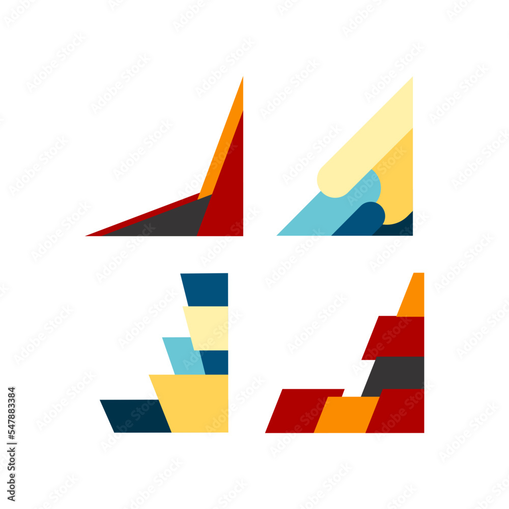 Set of geometric corner shapes with beautiful filigree, decorative ...