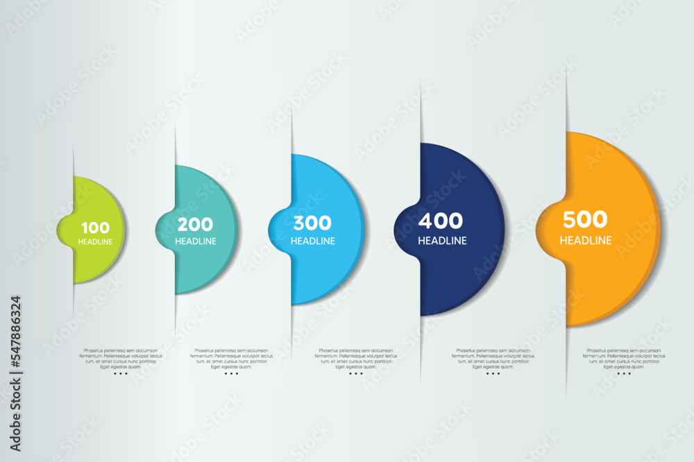 5 step infographic. Five number timeline, template. Vector. Stock ...