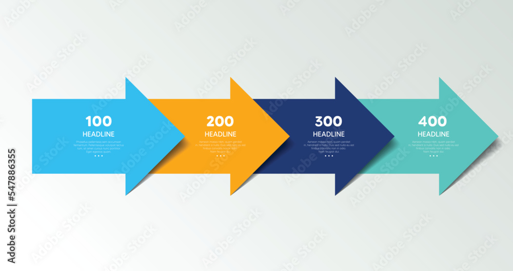 Four step arrow template for presentation. 4 steps options, elements ...