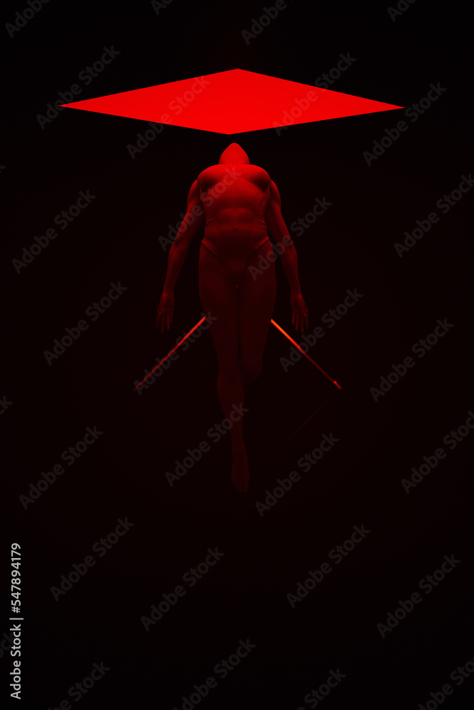 Red Paranormal Woman Floating Occult Possession with Glowing Portal ...