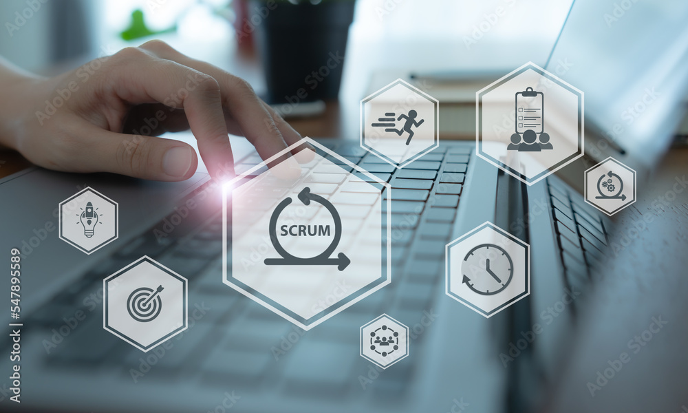 Poster, Foto SCRUM, agile development methodology concept, Parradee ...