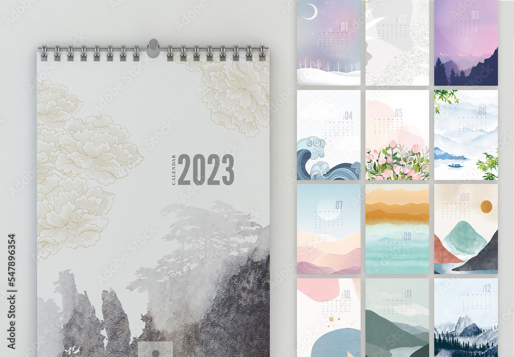 Minimal Multipurpose 2023 Calendar Stock Template | Adobe Stock