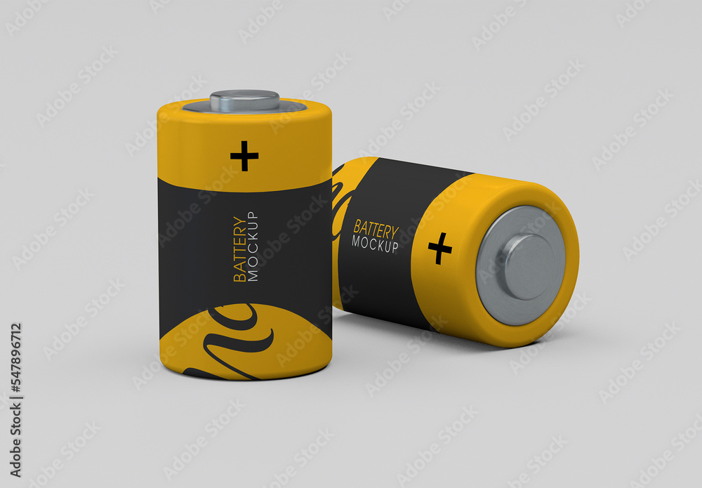 Two Positions Type C Batteries Mockup Stock Template | Adobe Stock