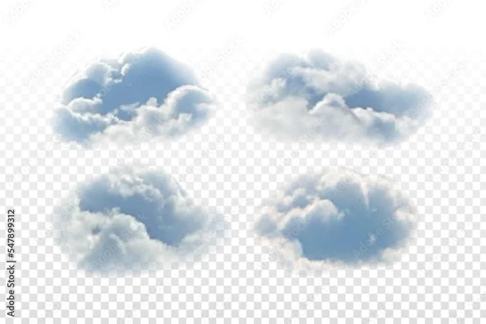 Vector set of realistic isolated cloud on the transparent background ...