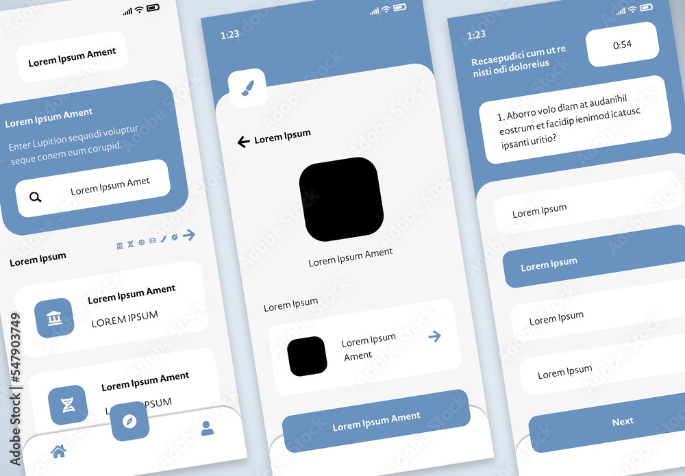 Trivia Mobile Application User Interface Layout Stock Template | Adobe ...