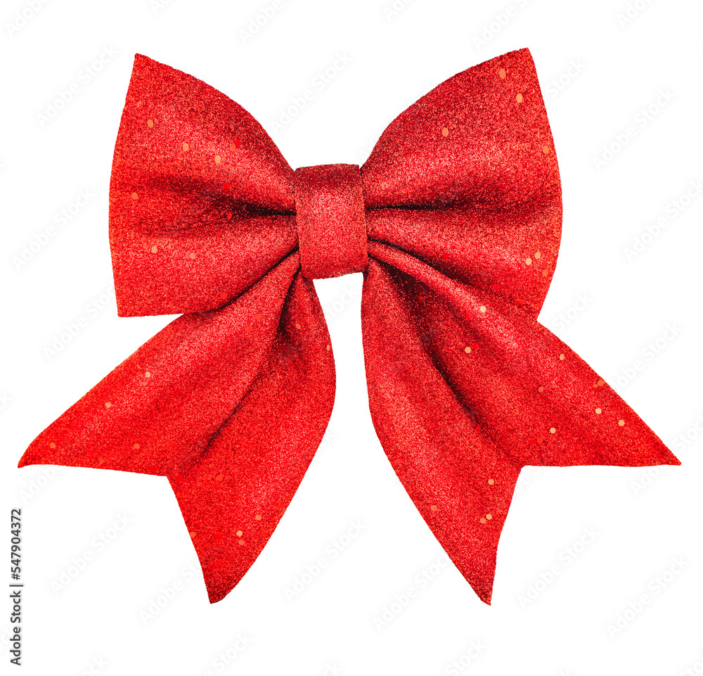 Elegant festive red bow isolated on white background. Bow-knot of ...