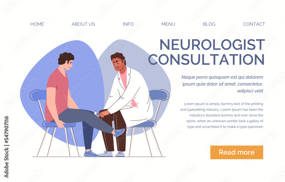 Patient at neurologist's appointment. Doctor taps with neurological ...
