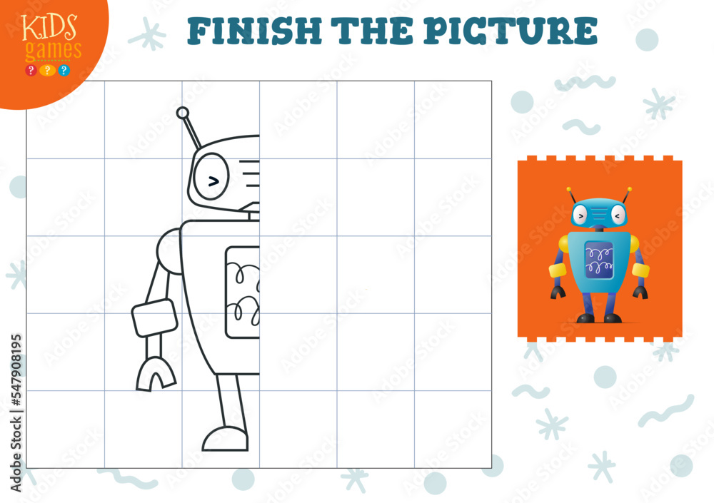 Copy picture vector illustration. Complete and coloring game for ...