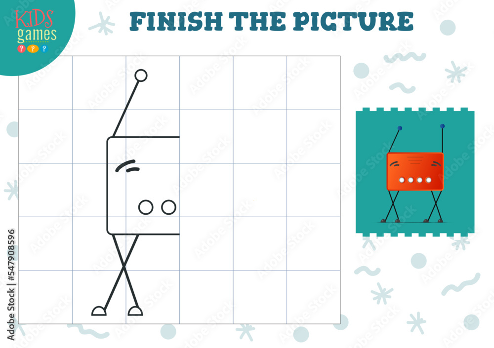 Complete the picture vector illustration. Finish and coloring game for ...
