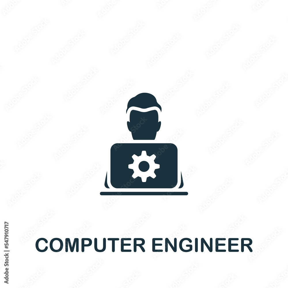Computer Engineer icon. Monochrome simple Project Planning icon for ...