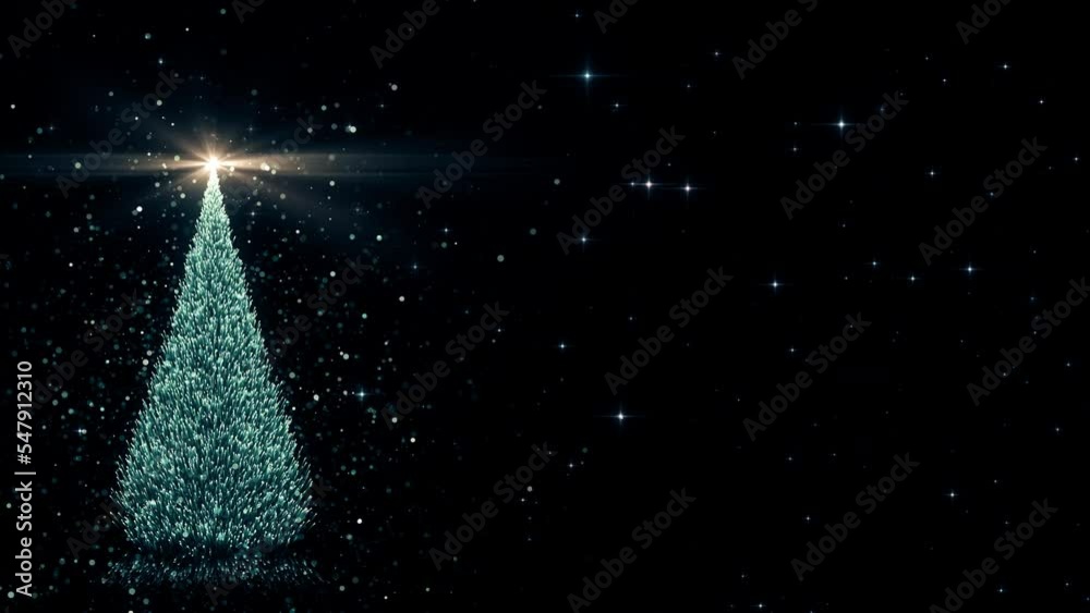 Merry Christmas greeting animated card. Christmas tree with shining ...