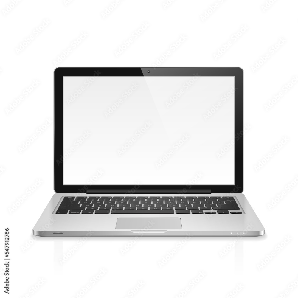 High detailed realistic vector illustration of modern laptop with blank ...