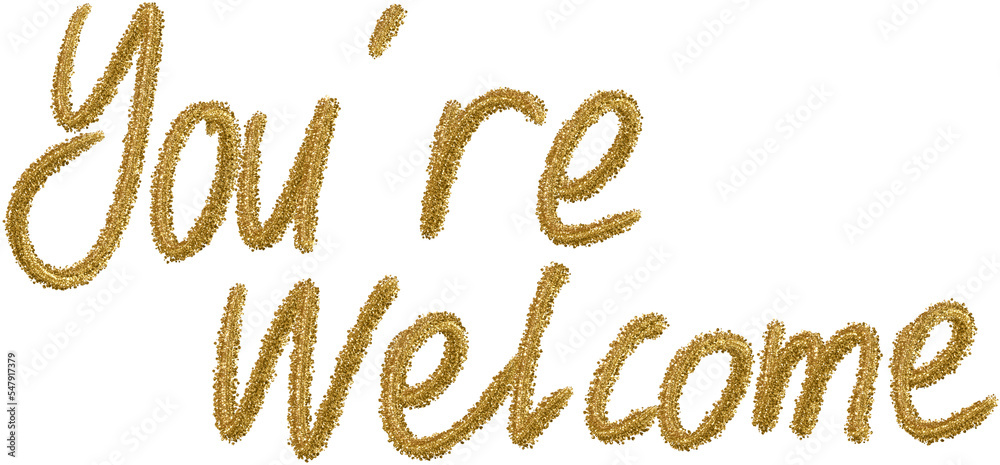 You're Welcome Word, Gold Lettering, Cursive Writing Stock Illustration ...