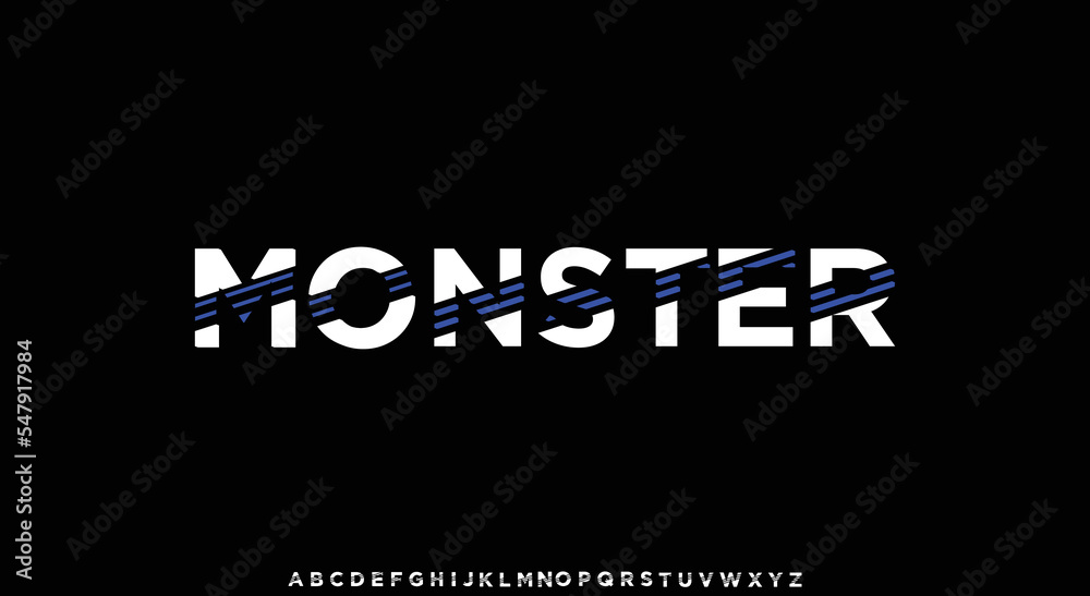 MONSTER Modern Bold Font. Regular Italic Number Typography urban style ...