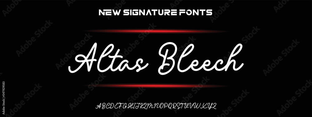 Atlas Bleech Hand drawn calligraphic vector monoline font. Distress ...