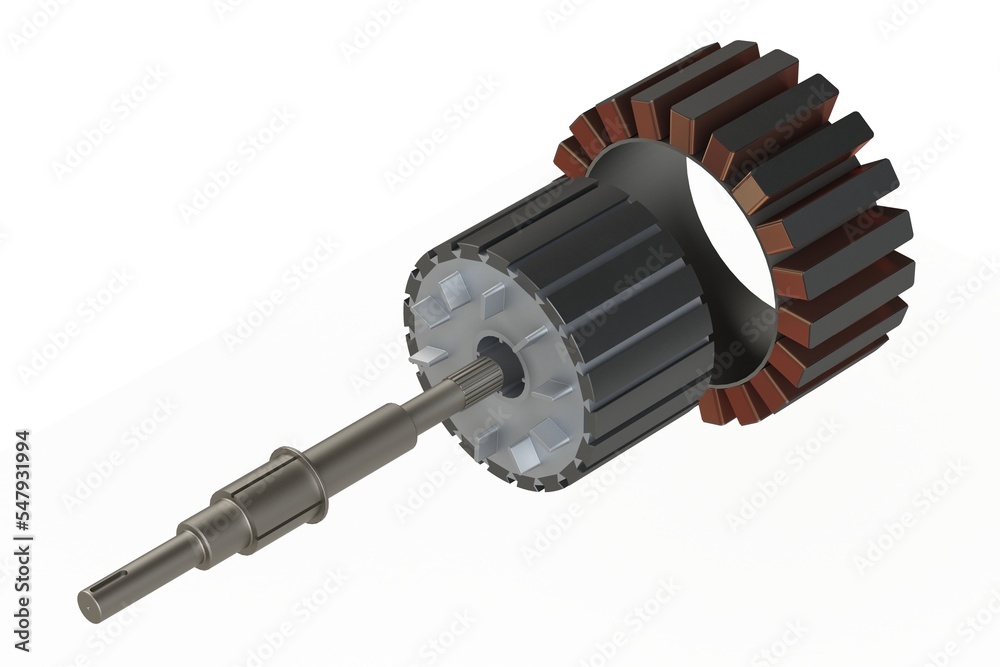 Stator and rotor for electric generator exploded view 3D rendering ...