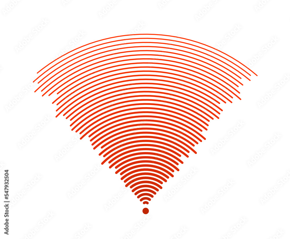 Sound wave signal. Radio or music audio concept. Epicentre or radar ...