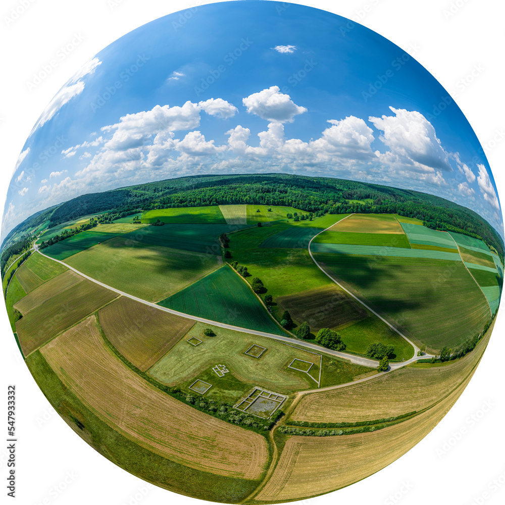 Luftbild Römischer Gutshof bei den Ofnet-Höhlen nahe Holheim in ...