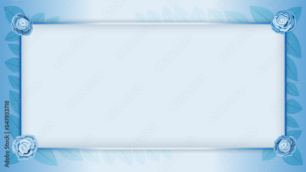 Blue rose flower frame isolated on white background. Vector ...