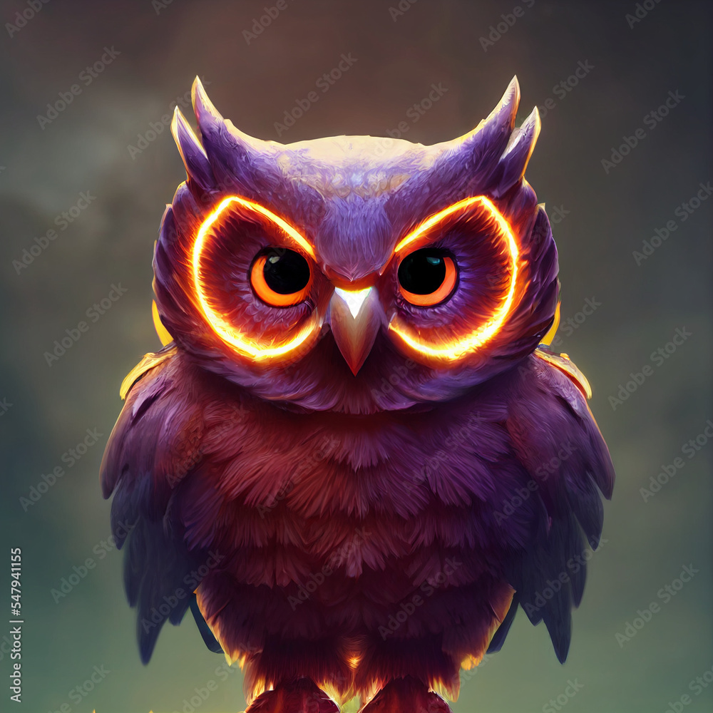 Hyper realistic portrait of beautiful owl Stock Illustration | Adobe Stock