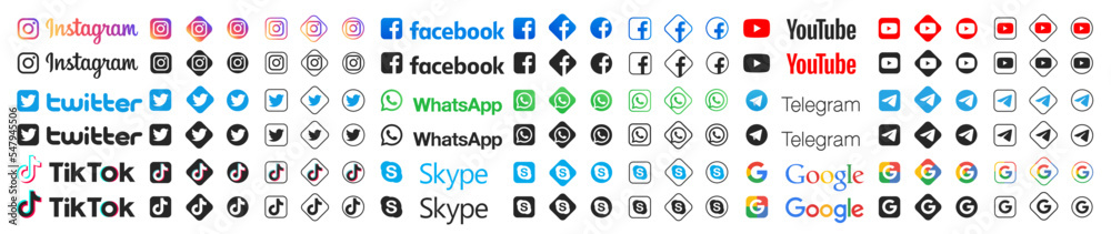 Facebook, twitter, instagram, youtube, snapchat, pinterest, whatsap, linkedin, periscope, vimeo ...