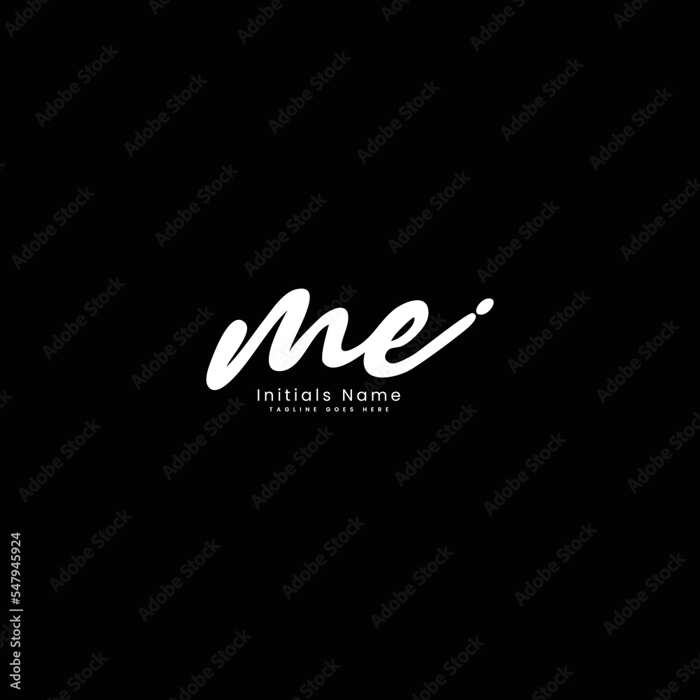 M E ME Initial letter handwritten and signature vector image, modern style in joining template ...