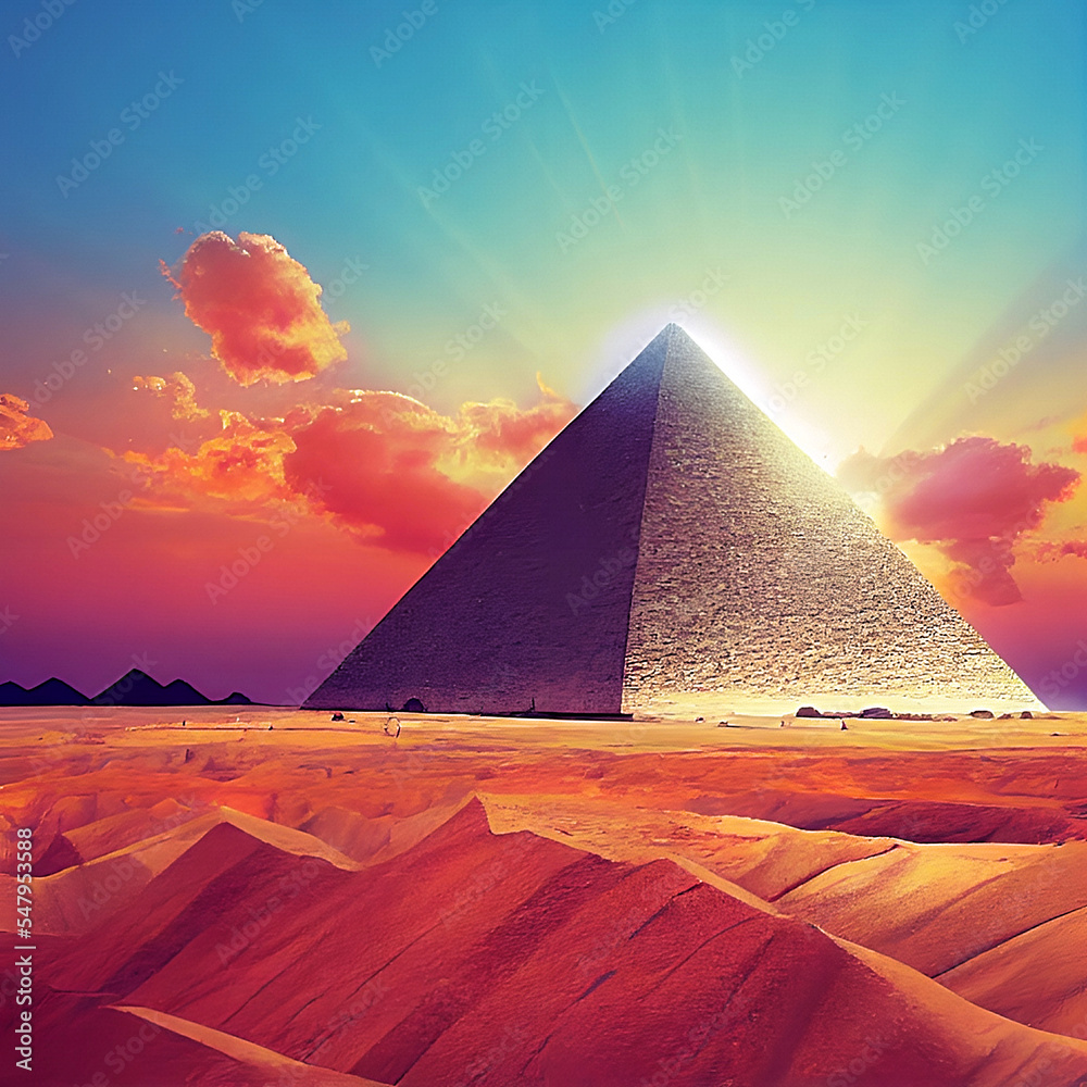 fantasy Pyramide landscape Stock Illustration | Adobe Stock