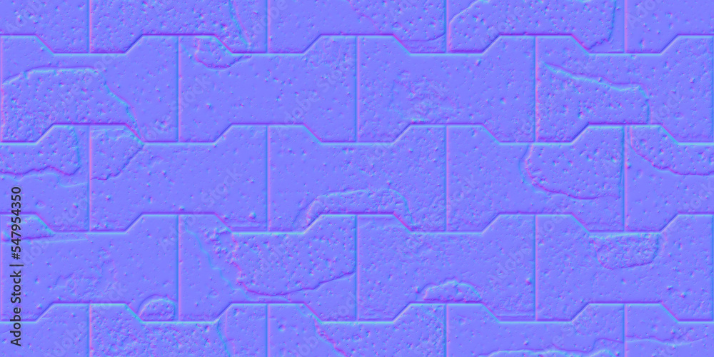 Normal map of pavement seamless pattern with dumble interlocking ...
