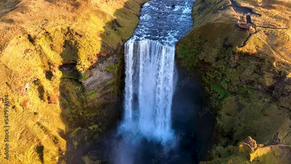 Skógafoss Waterfall, Iceland - Famous Skógafoss waterfall during ...