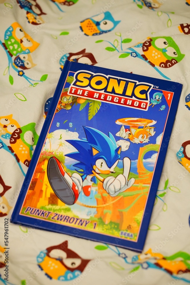 Comic book of Sonic The Hedgehog laying on a sheet Stock Photo | Adobe ...