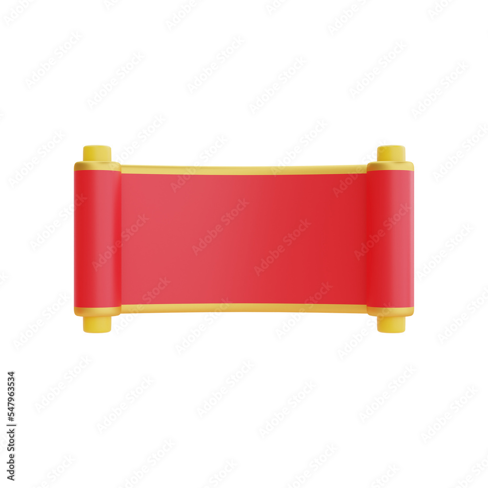 3D red ancient scroll isolated, decoration for Chinese new year ...
