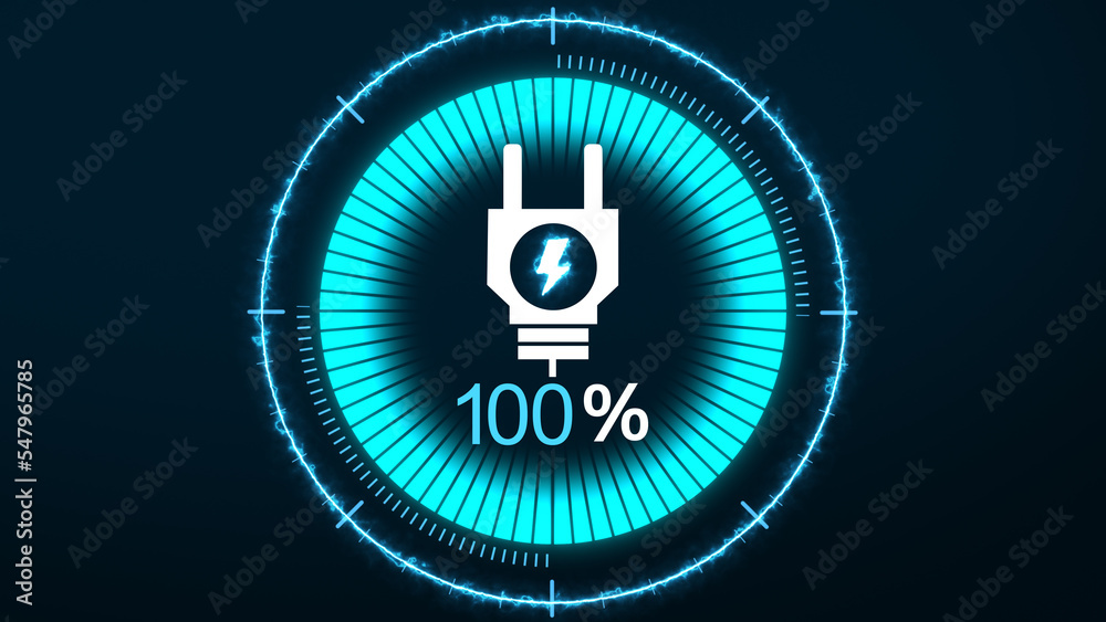 Electric car dashboard display. Electric Car Charging Indicating the ...