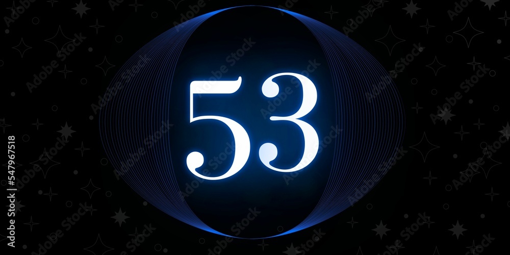 Number 53. Banner with the number fifty three on a black background and ...