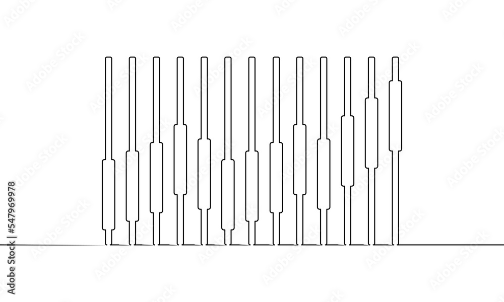 Continuous line drawing of graph icon business, growth graph, bar chart ...
