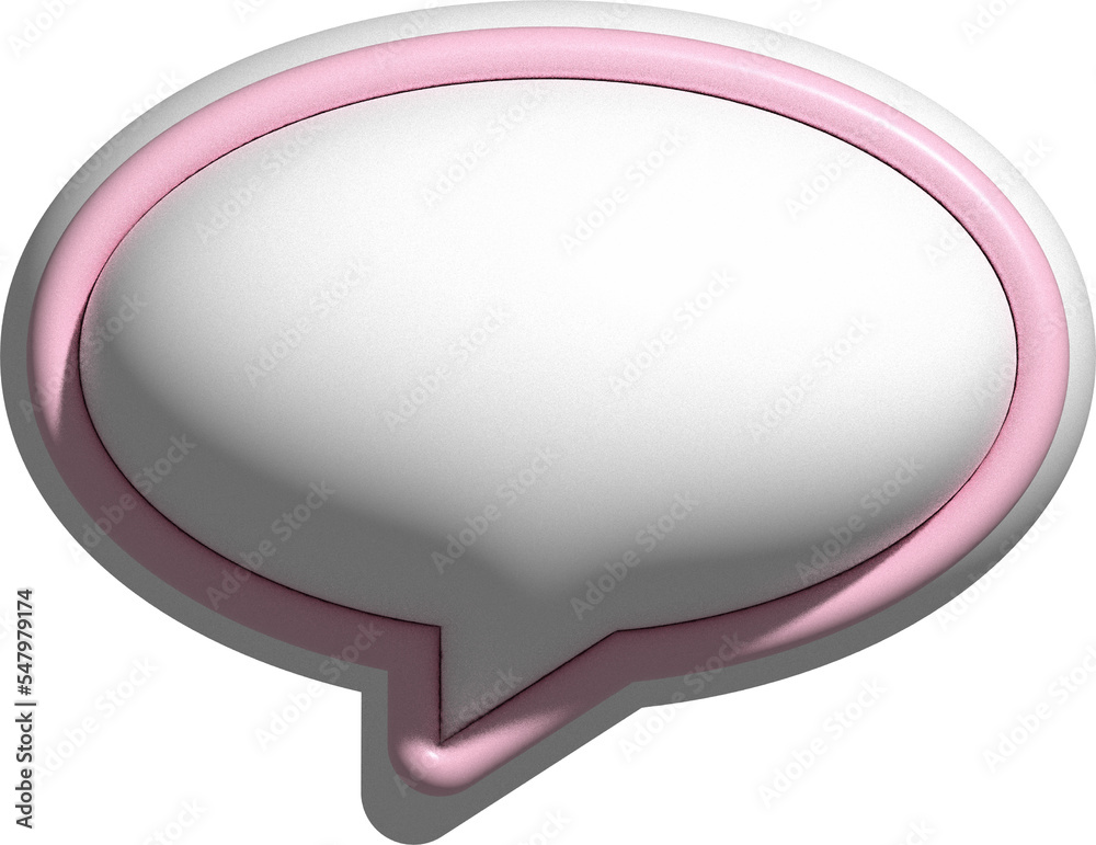 cute 3d pink and white speech bubble, text box, conversation bubble ...