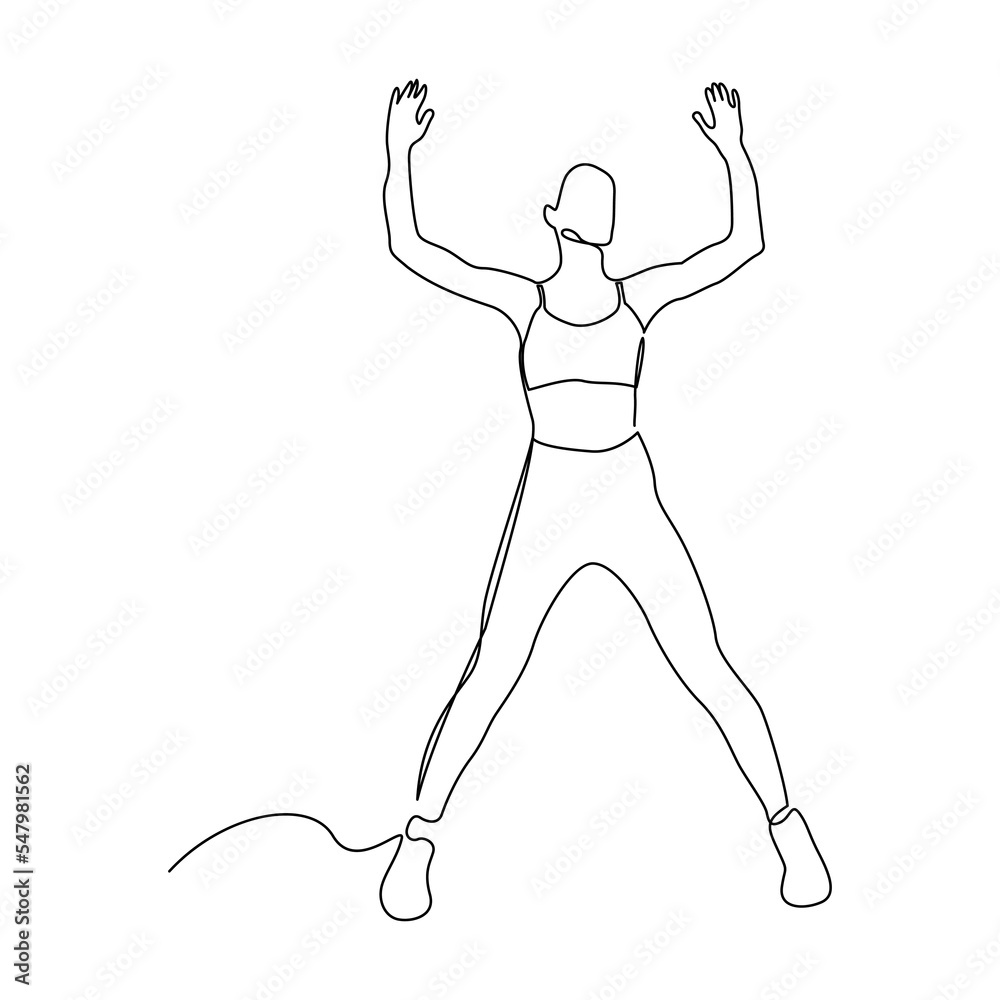 one line continuous drawing of person sport stretch warming up vector ...