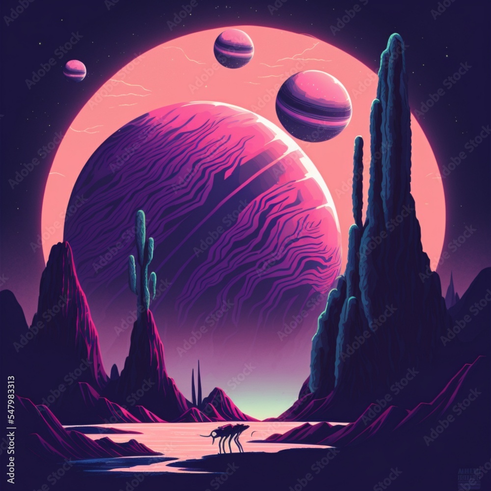 Fantasy space background for UI game. Alien landscape background Stock ...