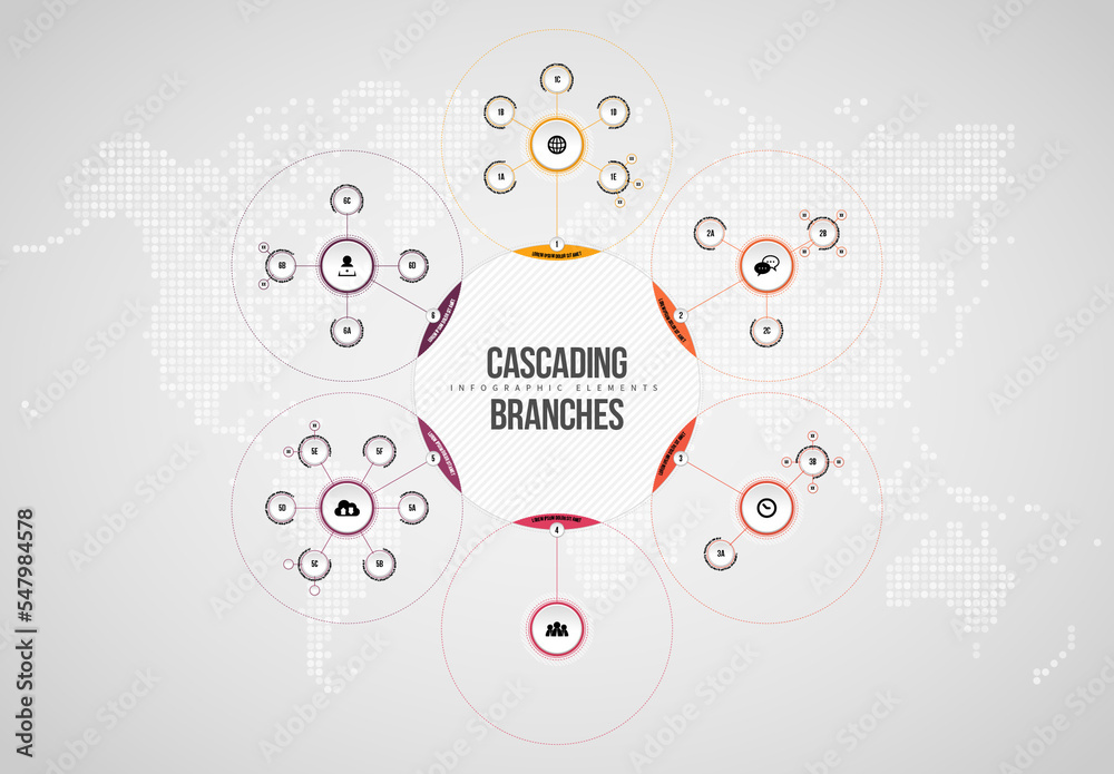 Cascading Branches Infographic Stock Template | Adobe Stock