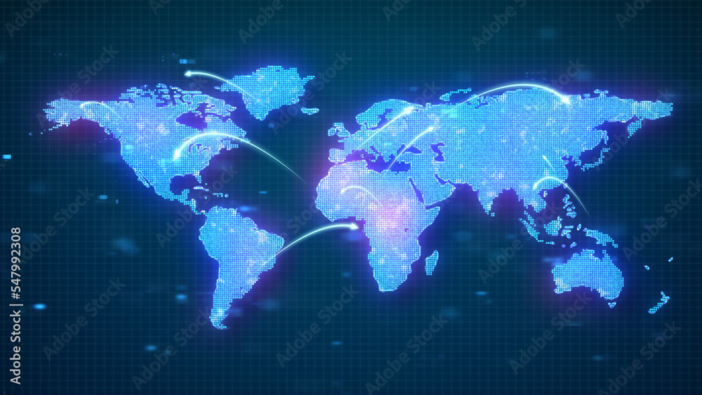 Global earth map Hologram map with high quality 3D rendering of how ...