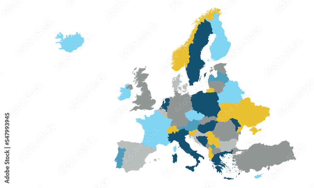 High detailed Europe map. Colorful Europe map with separated countries ...