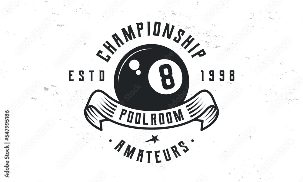 8-Ball logo template. Billiard logo. Billiard 8-ball with ribbons ...