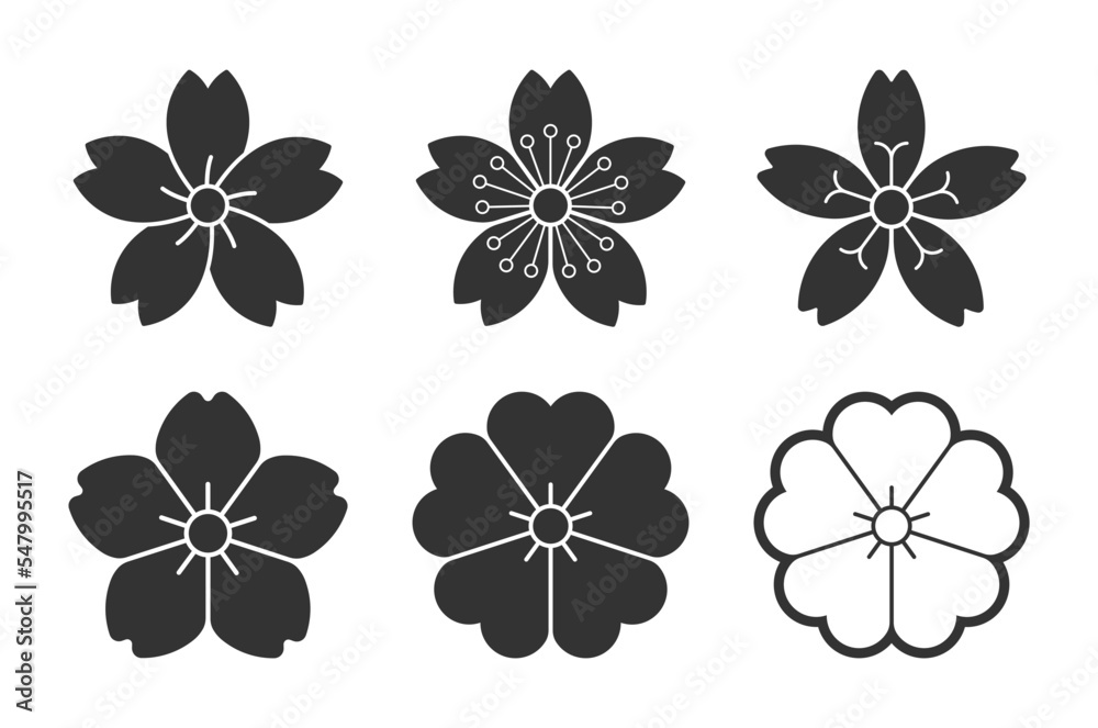 Sakura icons. Cherry blossom symbols vector design. Stock Vector ...