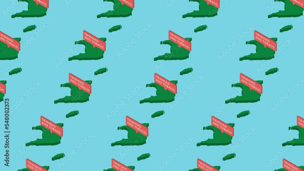 Green isometric maps of country Trinidad and Tobago with orange pointer ...