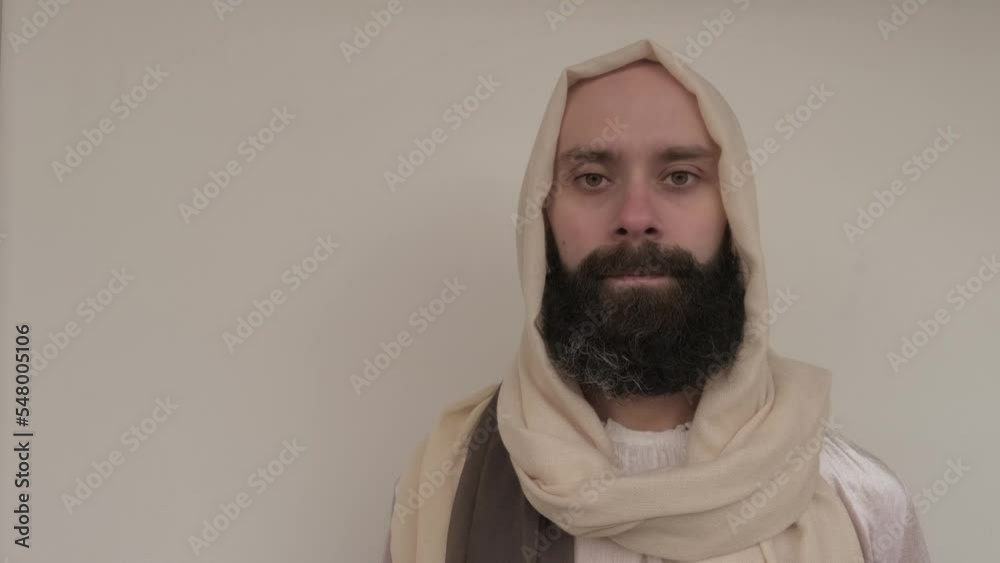 biblical scene, Jesus Christ, young pensive bearded man, guy 30 years ...