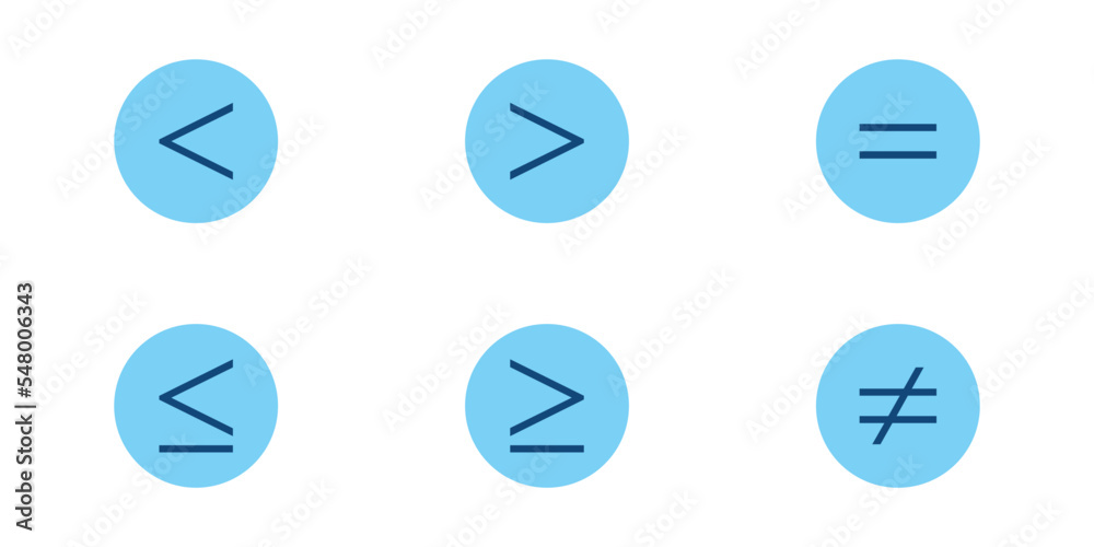 Less than greater than and equal symbol in mathematics. inequality ...