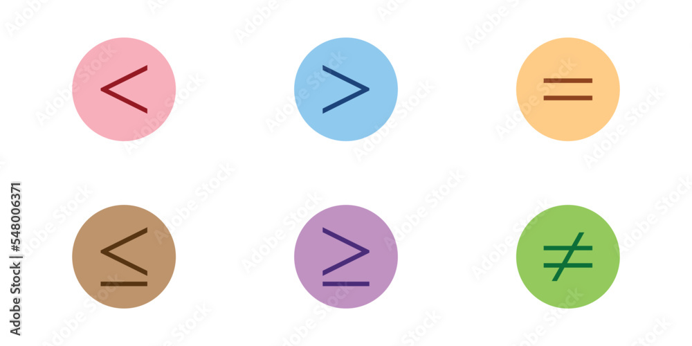 less than greater than and equal symbol in mathematics. inequality ...